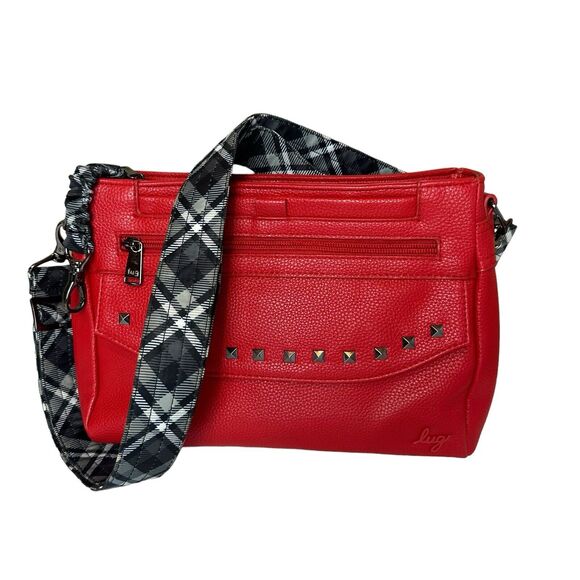 lug | Bags | Lug Pacer Vl Crossbody Bag Wsilver Studs Red Vegan Leather ...
